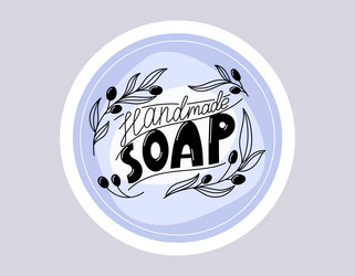 Handwritten text lettering hand soap olive Vector Image