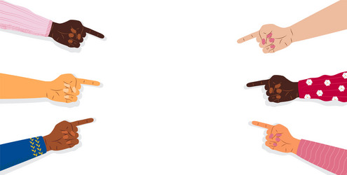 Pointing long finger flat cartoon Royalty Free Vector Image