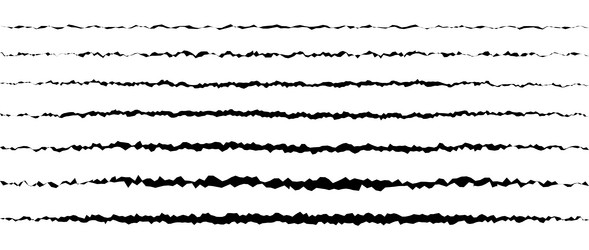 Jagged uneven line set black scribble stroke Vector Image