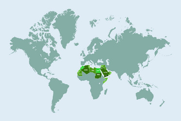Arab world states on map Royalty Free Vector Image
