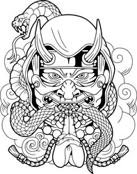 Medieval japanese ninja demon Royalty Free Vector Image