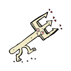 Comic cartoon devil fork Royalty Free Vector Image
