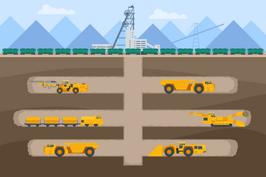 Isometric construction underground and open pit Vector Image