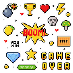Pixel 8-bit lemon object as video game style Vector Image