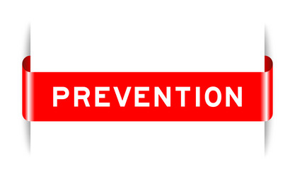 Red color inserted label banner with word prevent Vector Image