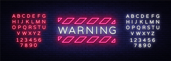 Warning neon text danger zone sign Royalty Free Vector Image