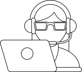Call center and customer service black white Vector Image