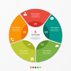 Circle chart infographic template with 5 options Vector Image
