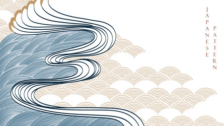 Japanese wave line art Royalty Free Vector Image