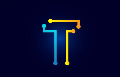T letter alphabet logo design with line and dots Vector Image
