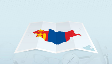 Rugby ball set with the flag of mongolia in Vector Image
