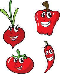 Flat set of humanized vegetables and fruits Vector Image