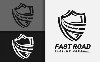 Logo combination between shield and road usable Vector Image