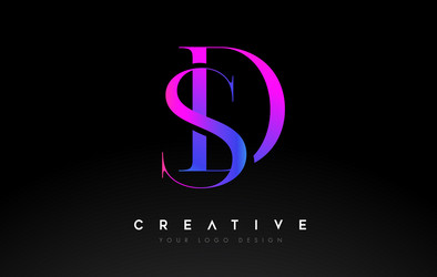Sd letter logo design with serif typography font Vector Image