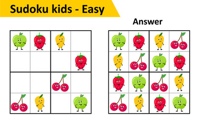 Sudoku kids game cut and paste the pictures cute Vector Image