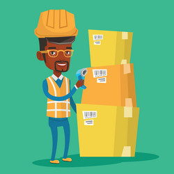 Barcode Box Scanning Warehouse Worker Vector Images (over 170)