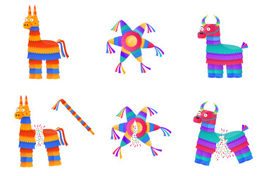 Mexican star pinata drawn outline icon Royalty Free Vector