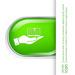 Hand holding a open book sign Royalty Free Vector Image