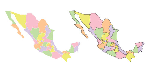 Mexico political map low detailed Royalty Free Vector Image