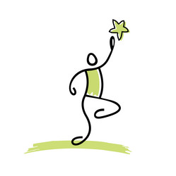 Stickman stick figure reaching the success star Vector Image
