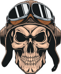 Skull in retro aviator helmet tattoo Royalty Free Vector