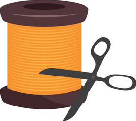 Yellow sewing thread Royalty Free Vector Image
