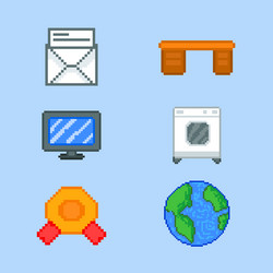 Flat design pixel art element set Royalty Free Vector Image