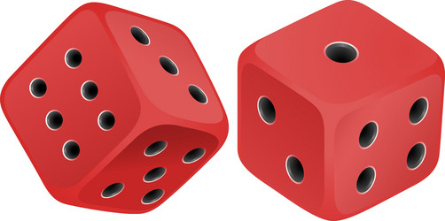 Red and yellow dice icon cartoon Royalty Free Vector Image