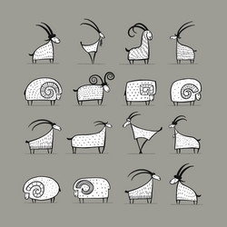 Goats and rams collection for your design Vector Image