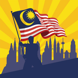 Merdeka celebration four icons Royalty Free Vector Image