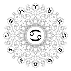 Contour mandala with triangles lines and curls Vector Image