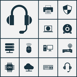 Computer icons set collection of keypad tree Vector Image