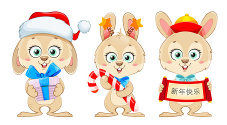 Cute rabbit cartoon character funny bunny Vector Image