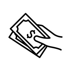 Hand holding cash payment with money paying Vector Image