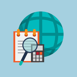 Notepad with calculator earth globe diagram Vector Image