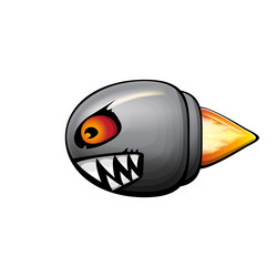 Cartoon gun bullet with fire bullet trail Vector Image