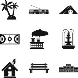 Boundary mark icons set simple style Royalty Free Vector