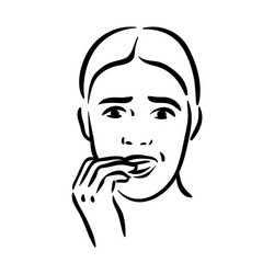 Fright scary girl face icon on white background Vector Image