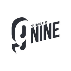 Black and white technological number nine logo Vector Image