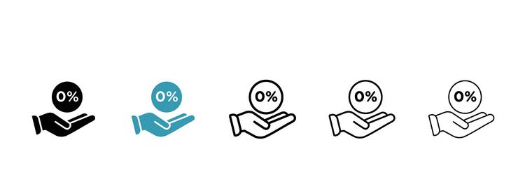 Zero percent icon set commission Royalty Free Vector Image