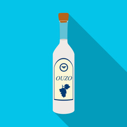 Bottle of ouzo icon in cartoon style isolated Vector Image