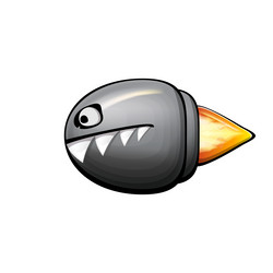 Cartoon gun bullet with fire trail Royalty Free Vector Image