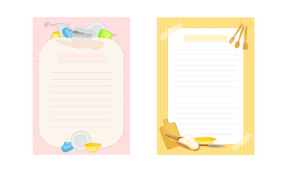 Pages with lines for recipe entries recipe book Vector Image