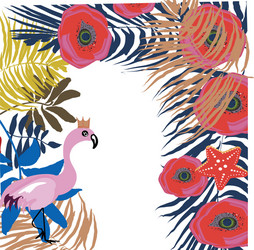 Tropical exotic border frame template with bright Vector Image