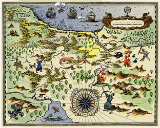 Antique map design elements Royalty Free Vector Image