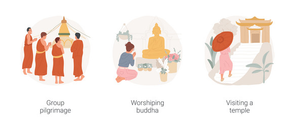 Buddhist daily rituals isolated cartoon Royalty Free Vector