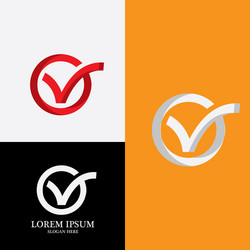Check mark v letter logo template Royalty Free Vector Image