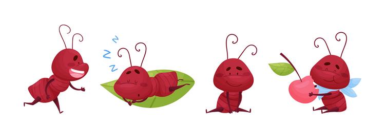 Cute little ant baby doing various activity big Vector Image