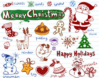 Doodle christmas frames Royalty Free Vector Image