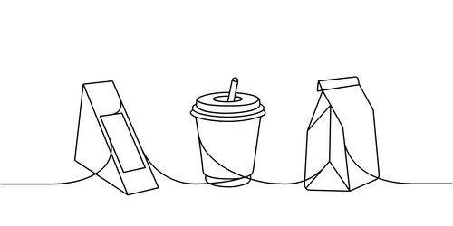 Set of to go containers one line colored Vector Image
